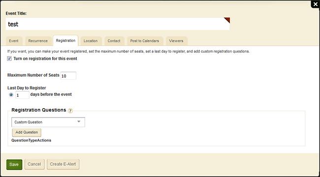 Calendar / Recurring Registered Events